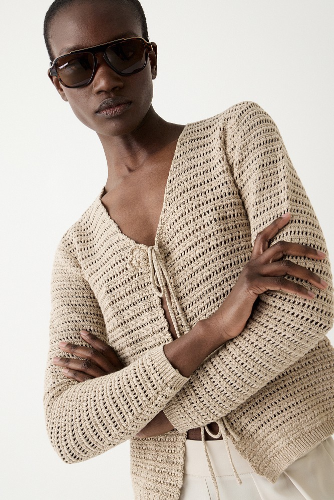 Cardigan cu decupaje și cordon | BSB Fashion